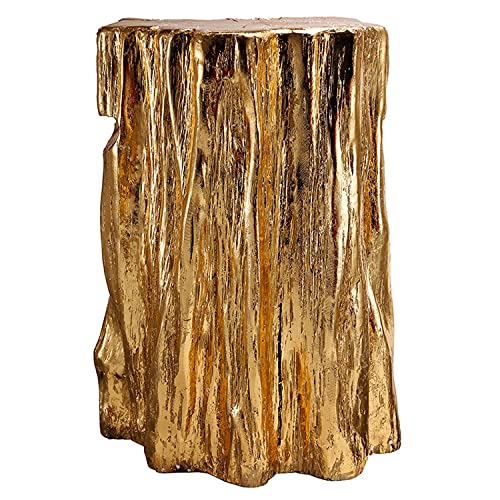 A&B Home Nature Wood Texture Inspired, End Table Side Table Living Room Furniture Luxury, Golden Tree Trunk Garden Stool or Gold Coffee Table Accent Tables for Small Spaces - 13.5x13x20