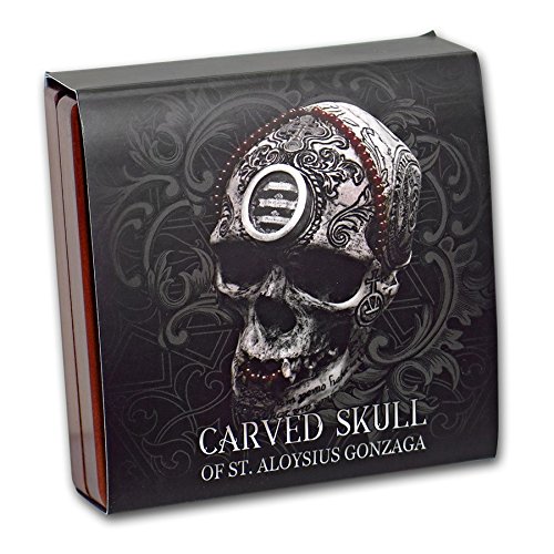 2018 CM CARVED SKULL OF ST.ALOYSIUS GONZAGA High Relief Silver Coin Antiqued 1 OZ Superb Gem Uncirculated