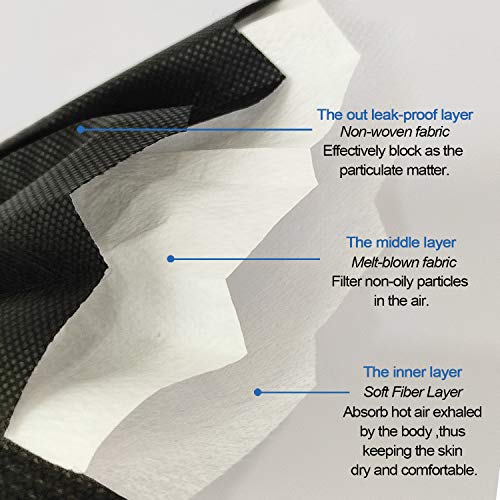T·IMTEX Disposable 3 Ply Face Mask with Elastic Ear loops, Breathable and Comfortable Protective Masks with Melt-Blown Fabric for Filtering the Particulate Matter in the Air Pollution (Black)