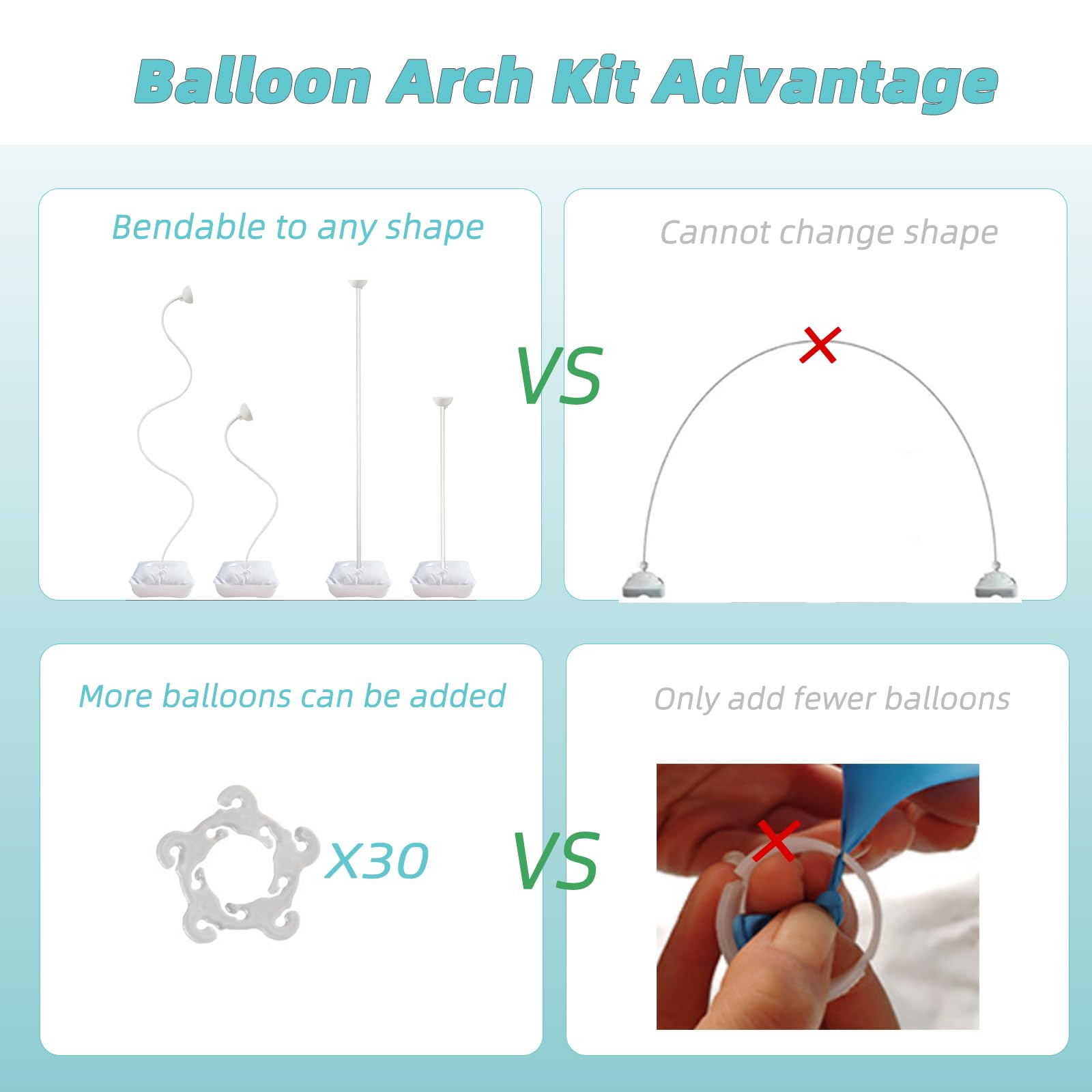 31MIGI 8.2ft & 5ft Balloon Arch Kit Free Bending Shape Deformation Balloon Column Stand Half Arch Balloon Stand with Base Balloon Arch Frame for Wedding Baby Shower Birthday Decoration