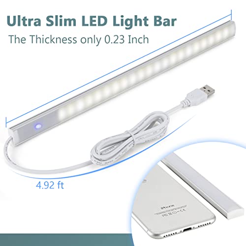 ASOKO LED Under Cabinet Lighting for Kitchen with Touch Sensor, USB Plug in Under Cabinet Lights, 12 inch Under Counter Lights for Kitchen,Daylight White 4500K, Under Desk Light