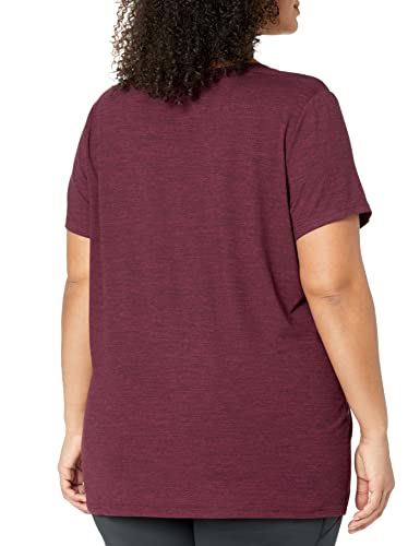 Amazon Essentials Women's Tech Stretch Short-Sleeve V-Neck T-Shirt (Available in Plus Size), Pack of 2, Black/Burgundy Space Dye, X-Large