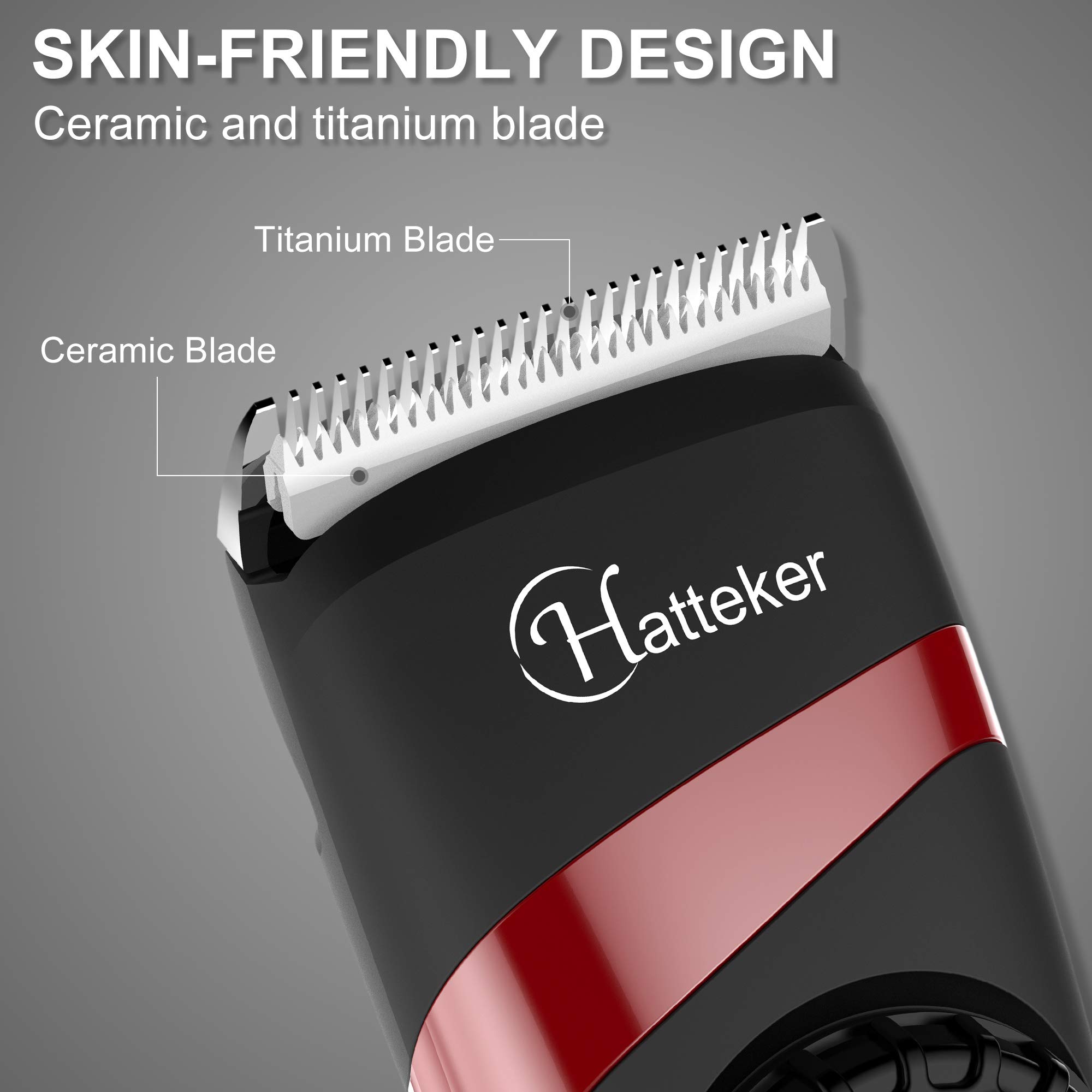 HATTEKER Hair Clippers for Men Cordless Hair Trimmer Professional Men's Beard Trimmer Waterproof Hair Cutting Kit with Fine Adjustment Wet/Dry
