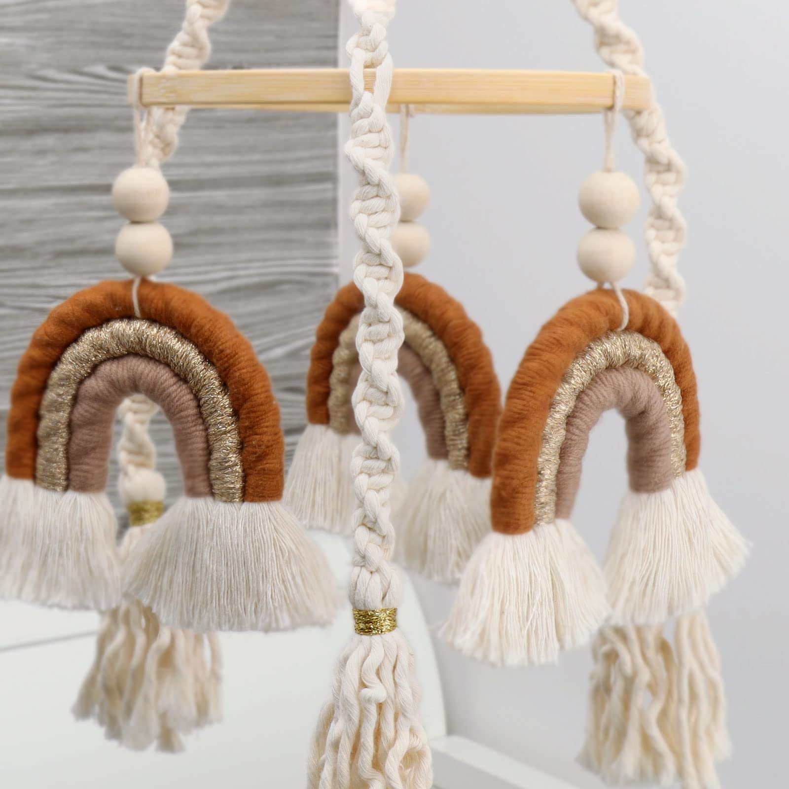 Rainbow Baby Mobile Hanging Macrame Baby Mobile Rainbow Neutral Baby Crib Mobile Kids Room Nursery Decor