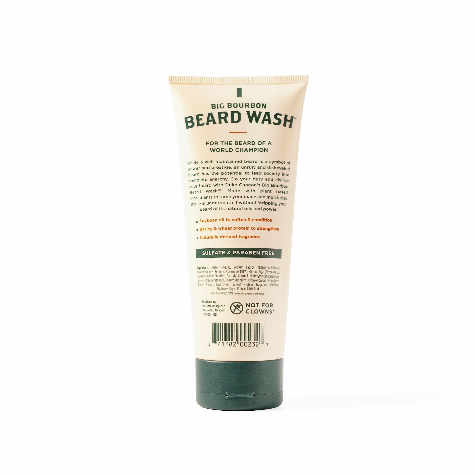 Duke Cannon Supply Co. Big Bourbon Beard Wash, 6 Fl Oz, Oak Barrel Scent - Made with Plant-Based Ingredients to Strengthen, Rejuvenate, Soften and Condition