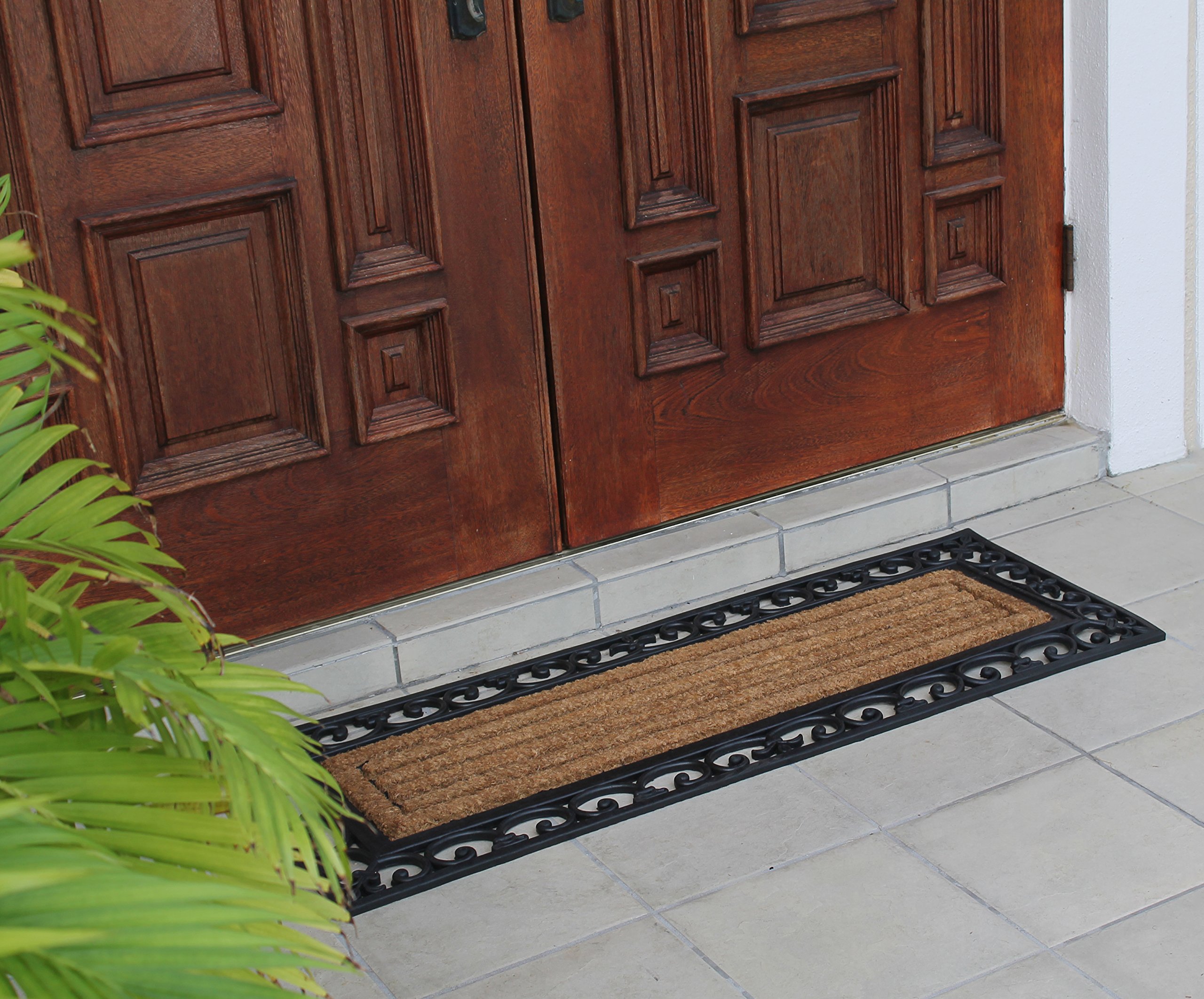 A1 Home Collections First Impression Clarence Rubber and Coir Molded Doormat, 18'' L x 48'' H