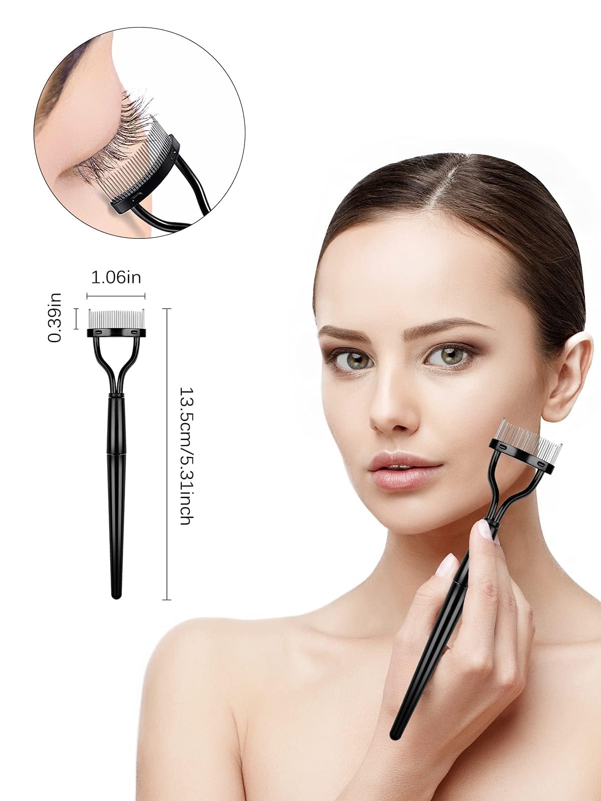 EBANKU 7pcs Eyelash Comb Brush Tools Eyebrow Brush Comb Eyelash Separator Tool Professional Eye Brow Spoolie Brushes for Makeup Grooming Eyelash Curler Silicone Refill Pads Tweezers Scissors
