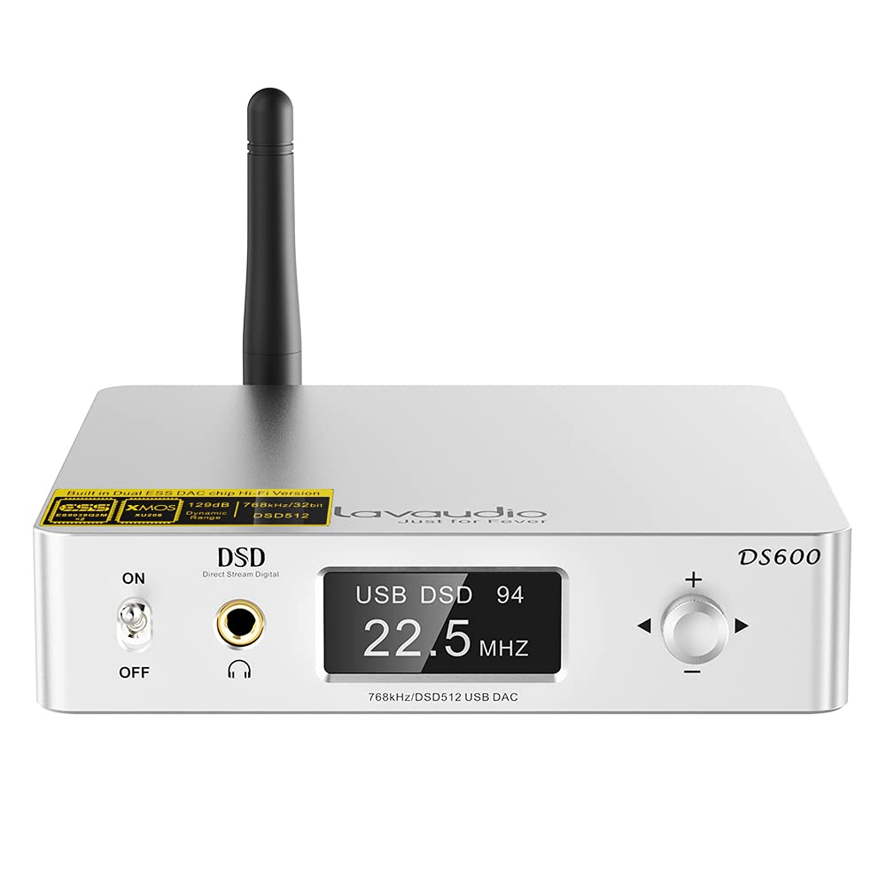 1Mii DS600 USB DAC HiFi, Bluetooth Receiver for Home Stereo LDAC AptX HD, Headphone Amp, Bluetooth Audio Adapter 3.5mm AUX/RCA Output DSD512 Dual ES9038Q2M XMOS for AV Receiver or Amplifier