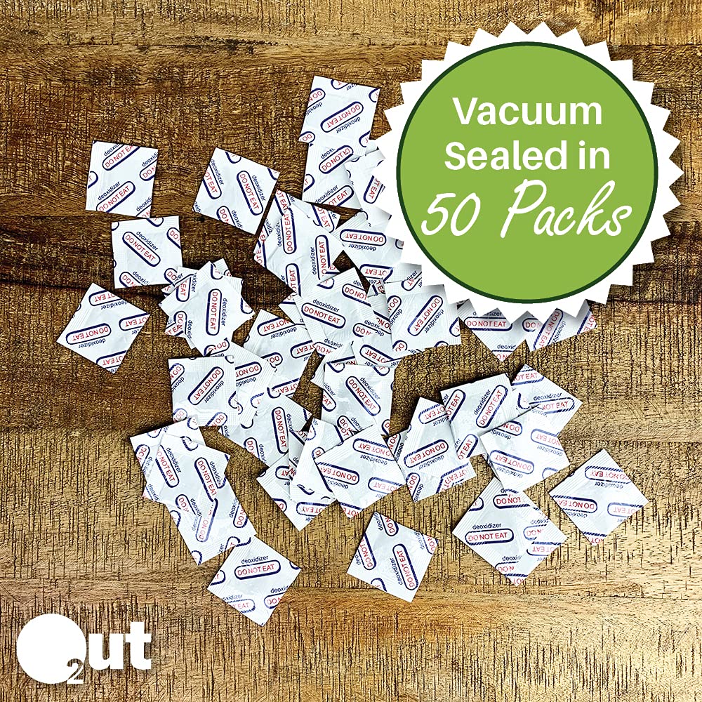 50cc O2 Out Oxygen Absorbers, Scavengers Packets, FoodVacBags Vacuum Sealer Bag or Mylar Bag Long Term Food Storage (200)