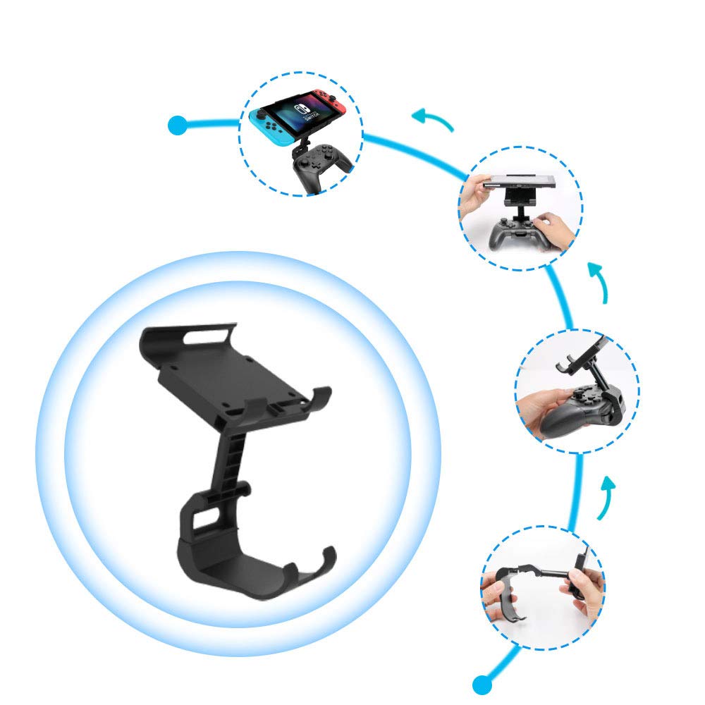 ahishfoneya Adjustable Mount Clip for Switch Official Pro Controller, The Original Pro Controller Clip Mount Compatible with Nintendo Switch/OLED/Lite,Black (Black)
