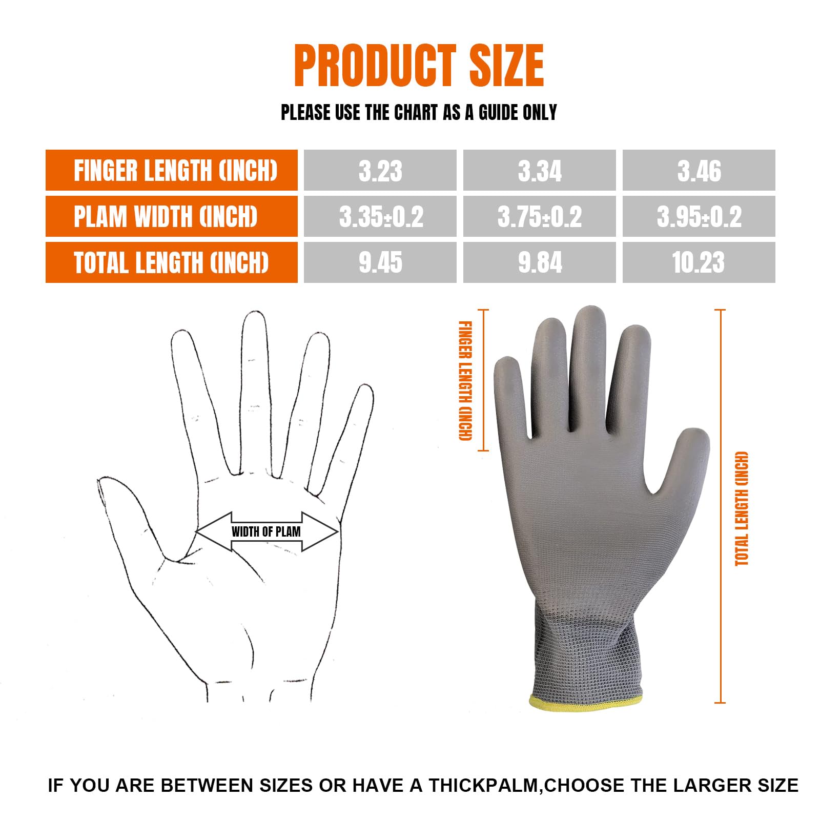Jack Boss 12 Pack Safety Work Gloves for Men & Women With PU Coated Grip On Palm & Fingers Seamless Knit Working Gloves for Light Duty Works,Gardening