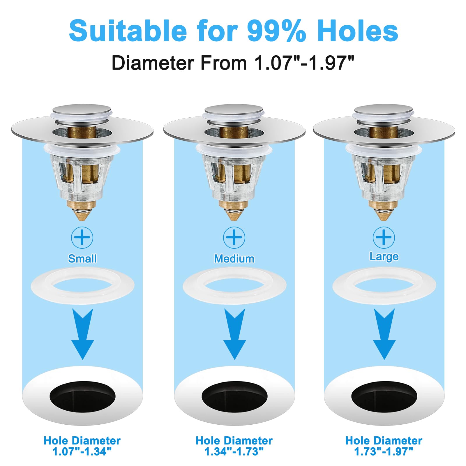 2-in-1 Bathroom Sink Stopper,pop up Sink Drain Stopper,Sink Drain Strainer and Pop-Up Stopper - Hair Catcher and Clog Remover for Bathroom Sinks and Bathtubs,2-Pack