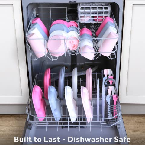 Re-Play Made in USA 12 Oz. Reusable Plastic Bowls, Pack of 4 Without Lid - Dishwasher and Microwave Safe Bowls for Snacks and Everyday Dining - Toddler Bowl Set 5.75" x 5.75" x 2", Modern Blush