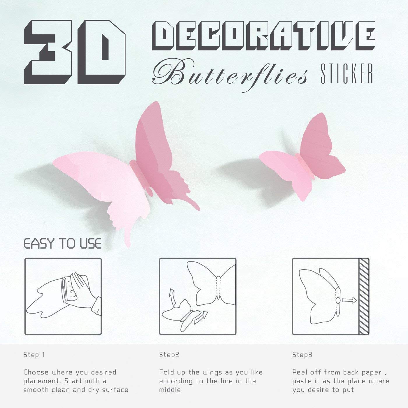 24pcs DIY Mirror 3D Butterfly Removable Mural Stickers Wall Stickers Decal for Home and Room Decoration