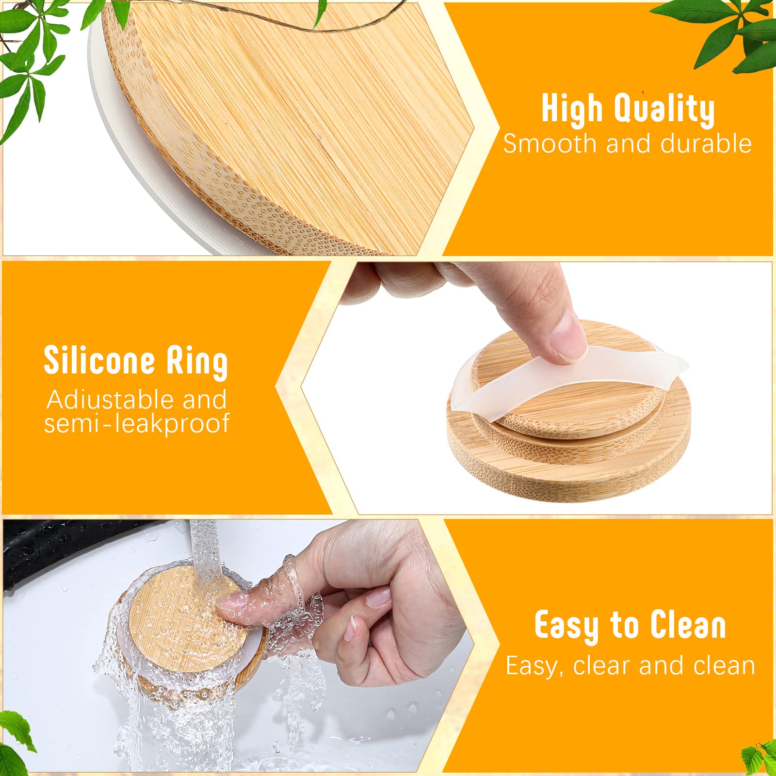 24 Pieces Bamboo Mason Jar Lids Storage Canning Jar Lids for Regular Mouth and Wide Mouth Wooden Bamboo Lids for Mason Jars Mason Jar Accessory, 2 Sizes