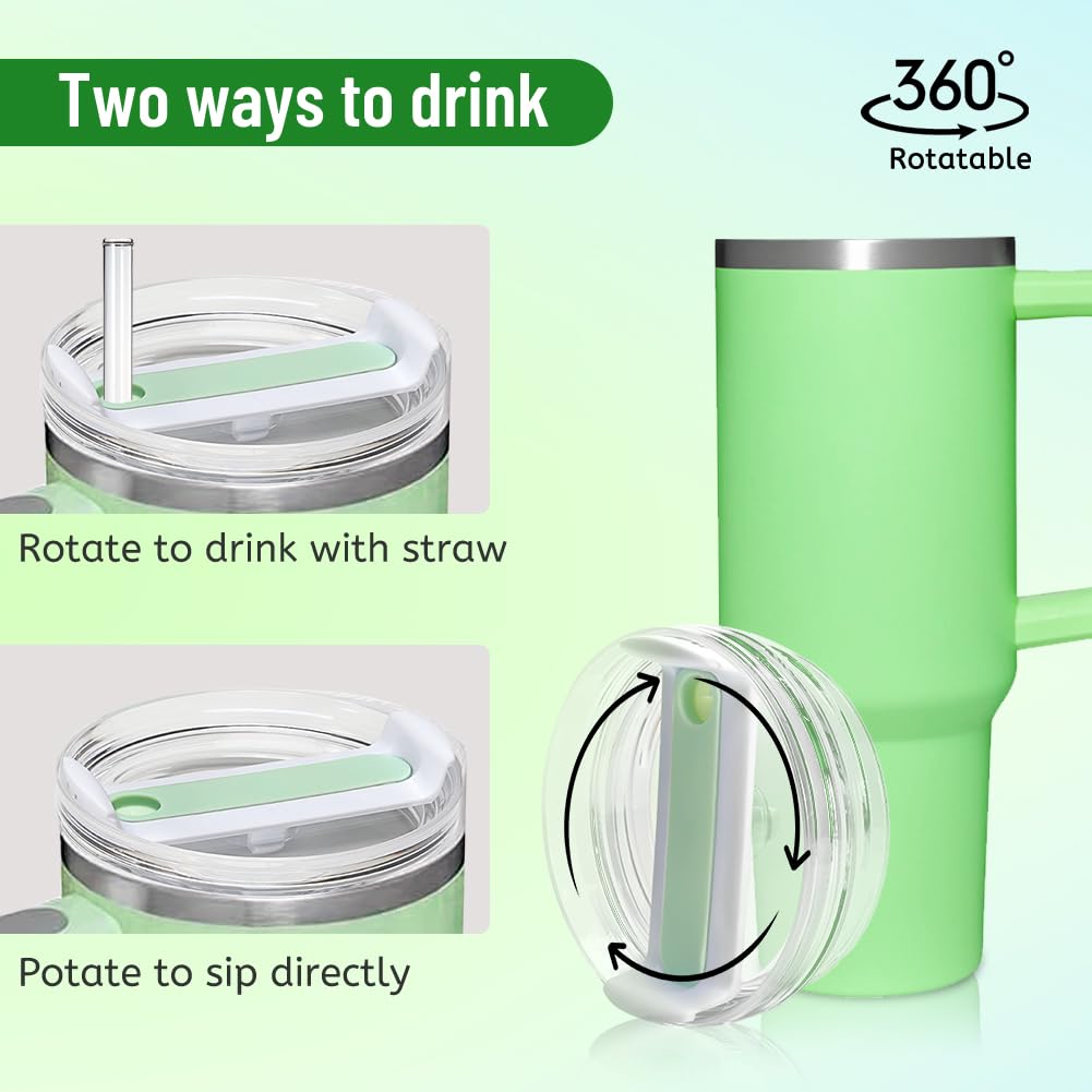 2 Pack Tumbler Lids for Stanley Cup, 40 OZ Replacement Lids Spill Proof Splash Resistant Tumbler Covers Fit for Stanley Tumbler Accessories and More Coffee Mugs, Black