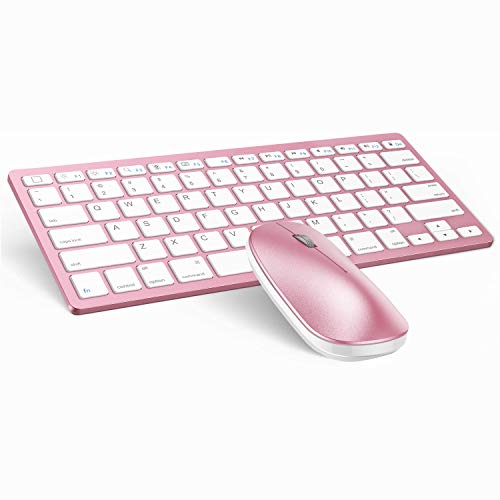 Bluetooth Keyboard and Mouse for Mac, OMOTON Ultra-Slim Keyboard and Mouse Combo, Wireless Keyboard and Mouse for MacOS, MacBook Pro/Air, iMac, Mac Mini, Laptop and PC (Rose Gold)