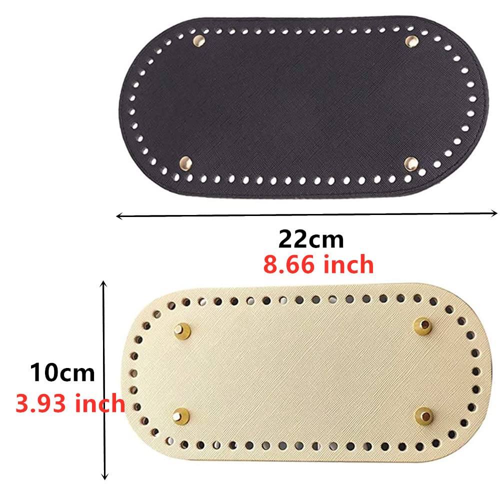 2 Pcs Oval Long Bag Bottom PU Leather Handbag Bottom Crochet Bag Bottom for Knitting Bag Handbag DIY Shoulder Crossbody Bags Accessories