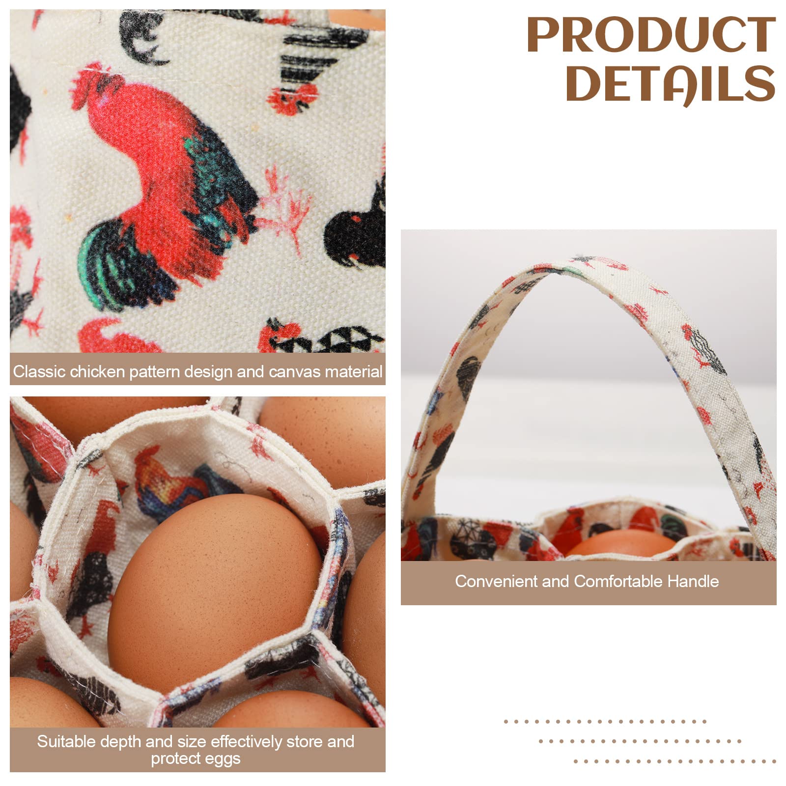 2 Pieces Egg Bags Egg Basket Mini Egg Collecting Basket Egg Gathering Basket with 7 Pouches for Farmhouse Chicken Hen Duck Goose Housewife Garden Transporting Storage, 8 x 2.6 Inch (Cute)