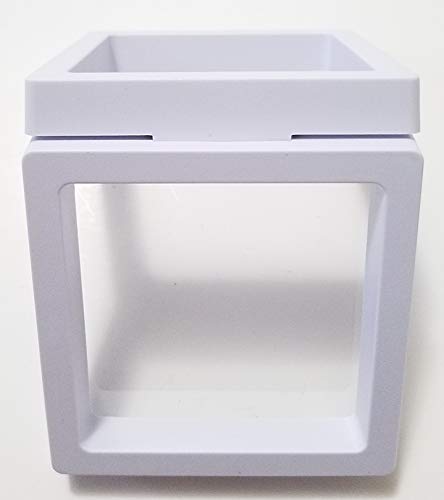 JM Set of 3 pcs Transparent 3D Floating Frame Display Holder/Box/Frames for Challenge Coins, AA Medallions, Antique, Jewelry,Gift, White, 2.75 x 2.75 x 0.75 Inches