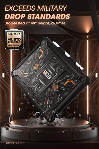 Mumba Ops Case for New iPad 9th/8th/7th Generation 2021/2020/2019, [Built-in Screen Protector] [Kickstand] [Pencil Holder], Full-Body and Drop-Proof Cover for iPad 10.2 inch, Cyberpunk Style
