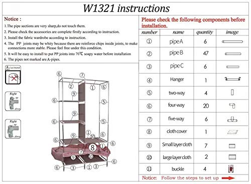ZZBIQS Clothing Closet Wardrobe, Portable Non-Woven Fabric Garment Clothes Wardrobe Storage Organizer Shelf Rack, DIY Armoire Storage with Hanging Rod(Pink, Dots)