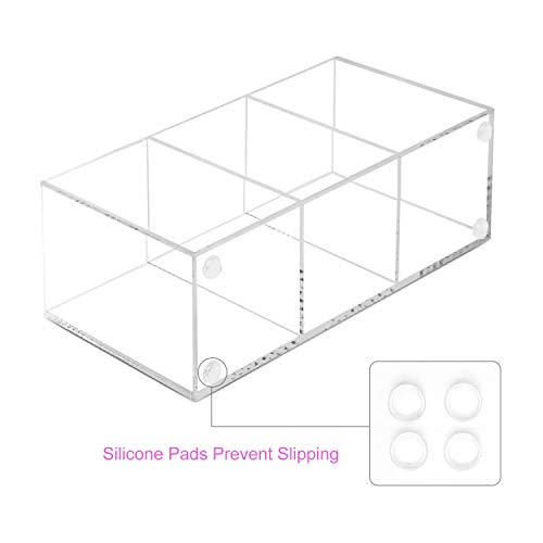 Dingelex Acrylic Pen Holder 3 Compartments,Clear Pencil Cup Organizer for Countertop Desk Accesorry Storage,Large Acrylic Marker Pencil Holder