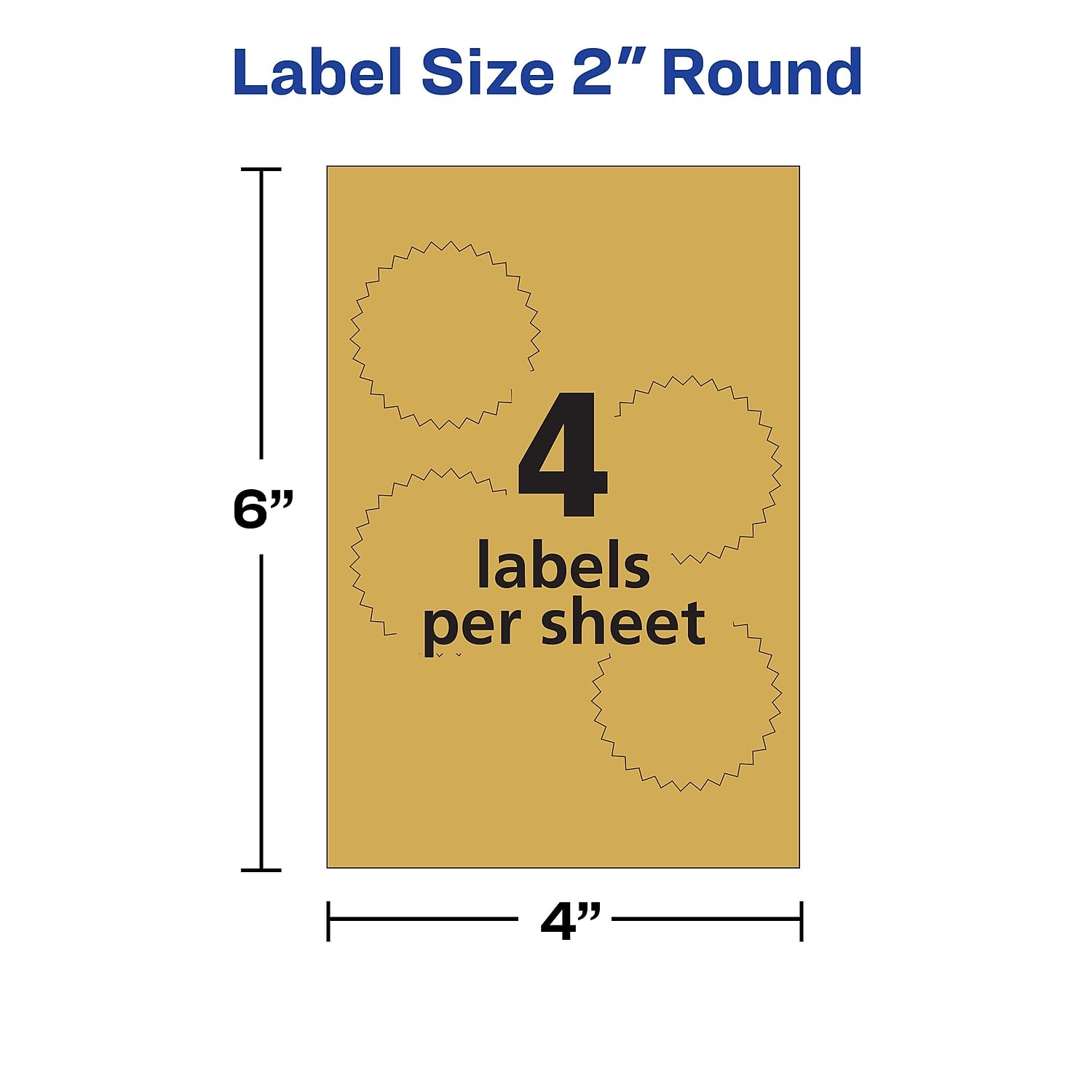 Avery 05868 Permanent Notarial Seals, Inkjet, 2-Inch Round, Gold, 44 Seals/PK