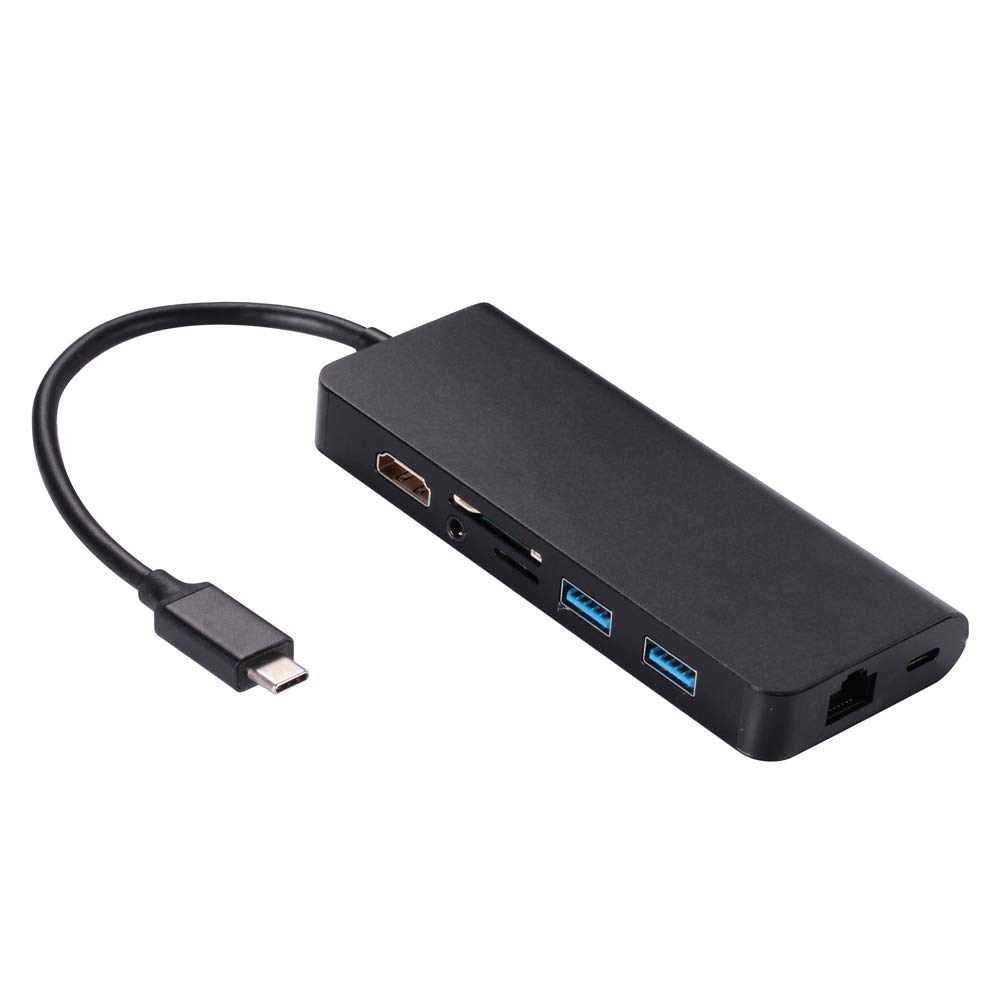 Jiali USB-C 4K Hub Converter Type-c Turn hdmi Gigabit Network Card Multi-Function Converter HDMI+RJ45+PD+Audio+USB3.02+SD+TF Eight-in-one Expansion Dock Multi-Function HUB(Silver Gray)