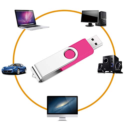 SRVR 5 Pack 32GB USB Flash Drive, USB 2.0 Thumb Drives, Jump Drive with Lanyards Metal Swivel USB Memory Stick with LED Indicator(5 Colors)