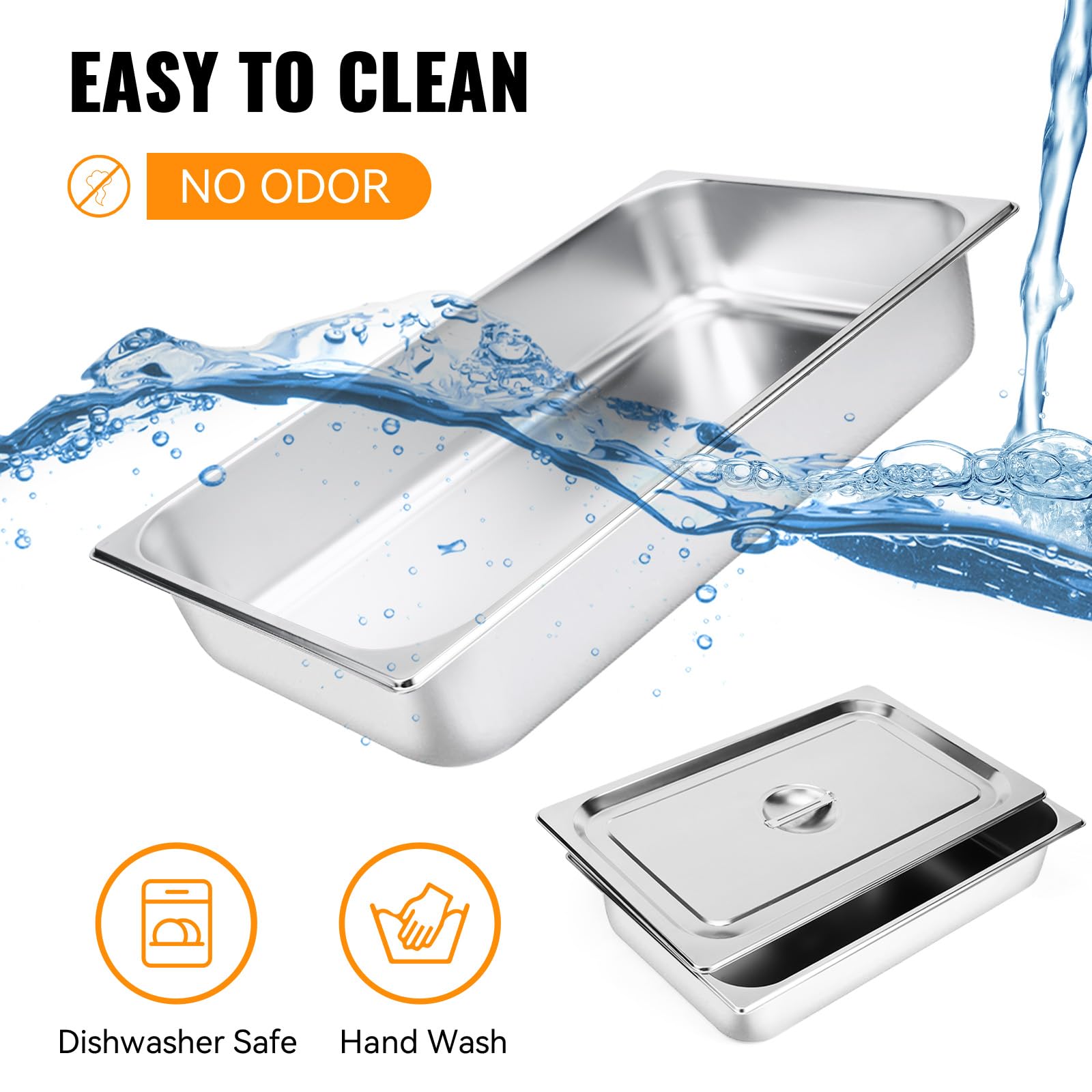 4 Pack Hotel Pans, 1/1 Full Size 4β Deep Steam Table Pan with Lid, 21" L x 13" W Commercial Stainless Steel Pan Food Containers, Catering Supplies Buffet Display