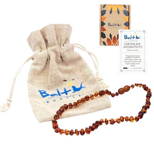 Baltic Wonder Baltic Necklaces (Baroque Polished Cognac) Certified as 100% Authentic Baltic Amber.