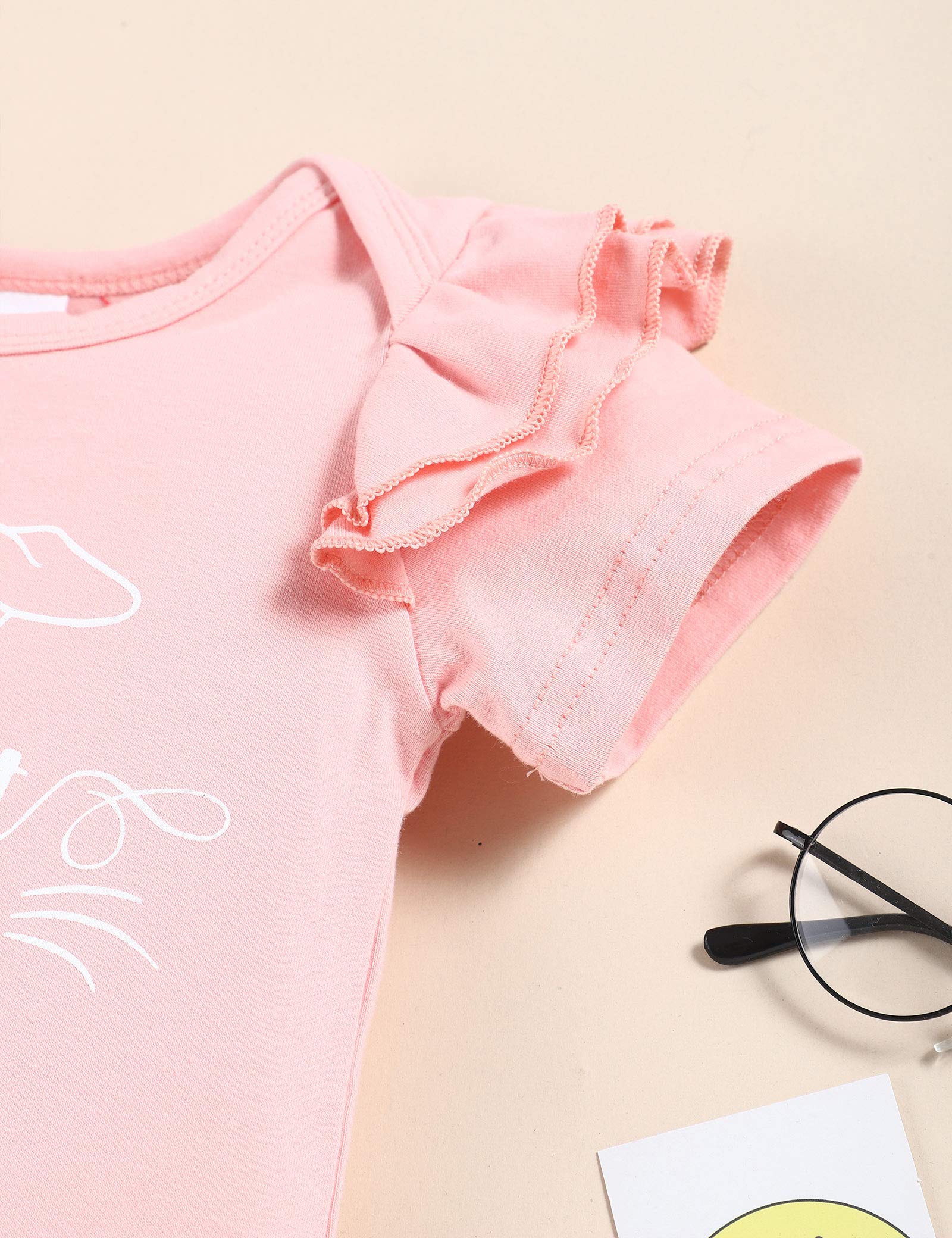 My 1st Easter Outfit Newborn Baby Girl Bunny Letters Romper Ruffle Floral Shorts set (Pink, 0-3 Months)