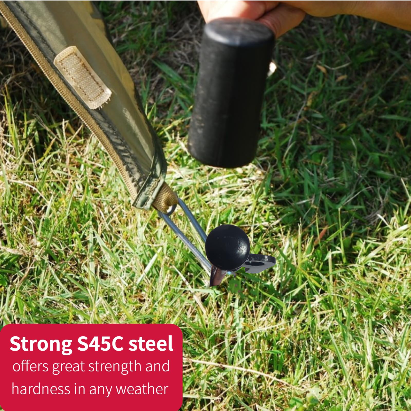 16inch 10 Packs Tent Stakes Heavy Duty Steel Large Tent Pegs for Camping Unbreakable Inflexible Extra Long Windproof