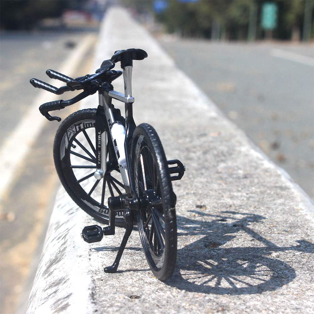 Ailejia Alloy Mini Finger Mountain Bikes Ornament Racing Mini Bicycle Toy Dirt Vehicles Model Decoration Crafts for Home (Black)
