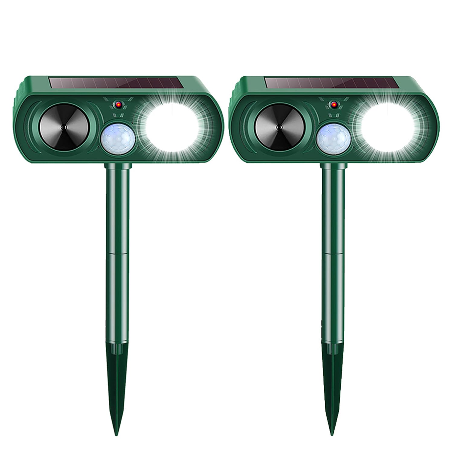 2 Packs Solar Animal Repellent, Ultrasonic Deer Repellent Device with Flash Light & Sensor Motion for Yard Garden, Waterproof Animal Repeller Deterrent to Repel Deer, Dog, Raccoon, Rabbit,Squirrel