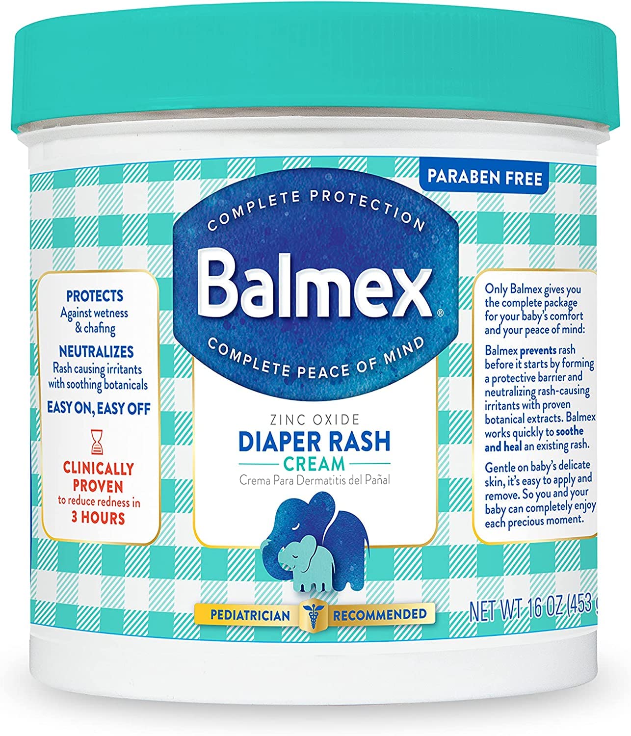 Balmex Diaper Rash Cream with Zinc Oxide 16 oz