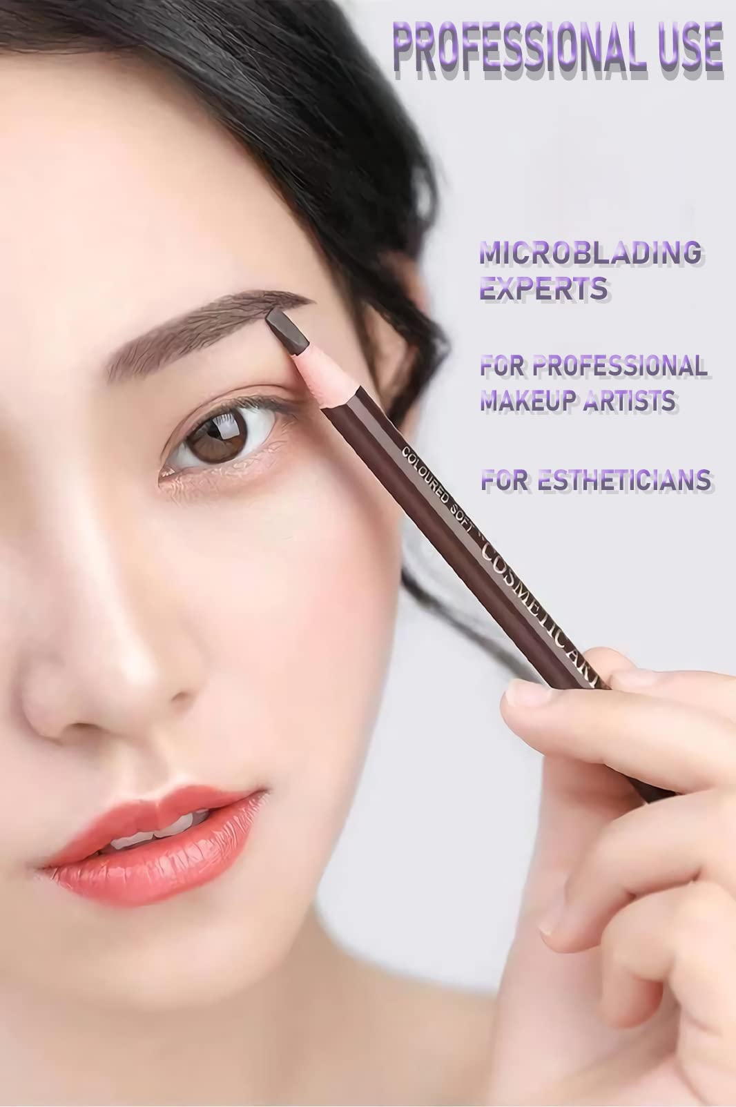 SUMEITANG 12 Pcs Pull Cord Peel-off Dark Brown Eyebrow Pencil,Wooden Hard-core Microblading Eye Brow Pencil For Marking, Filling And Outlining, waterproof and sweat-proof for Professionals & Beginners