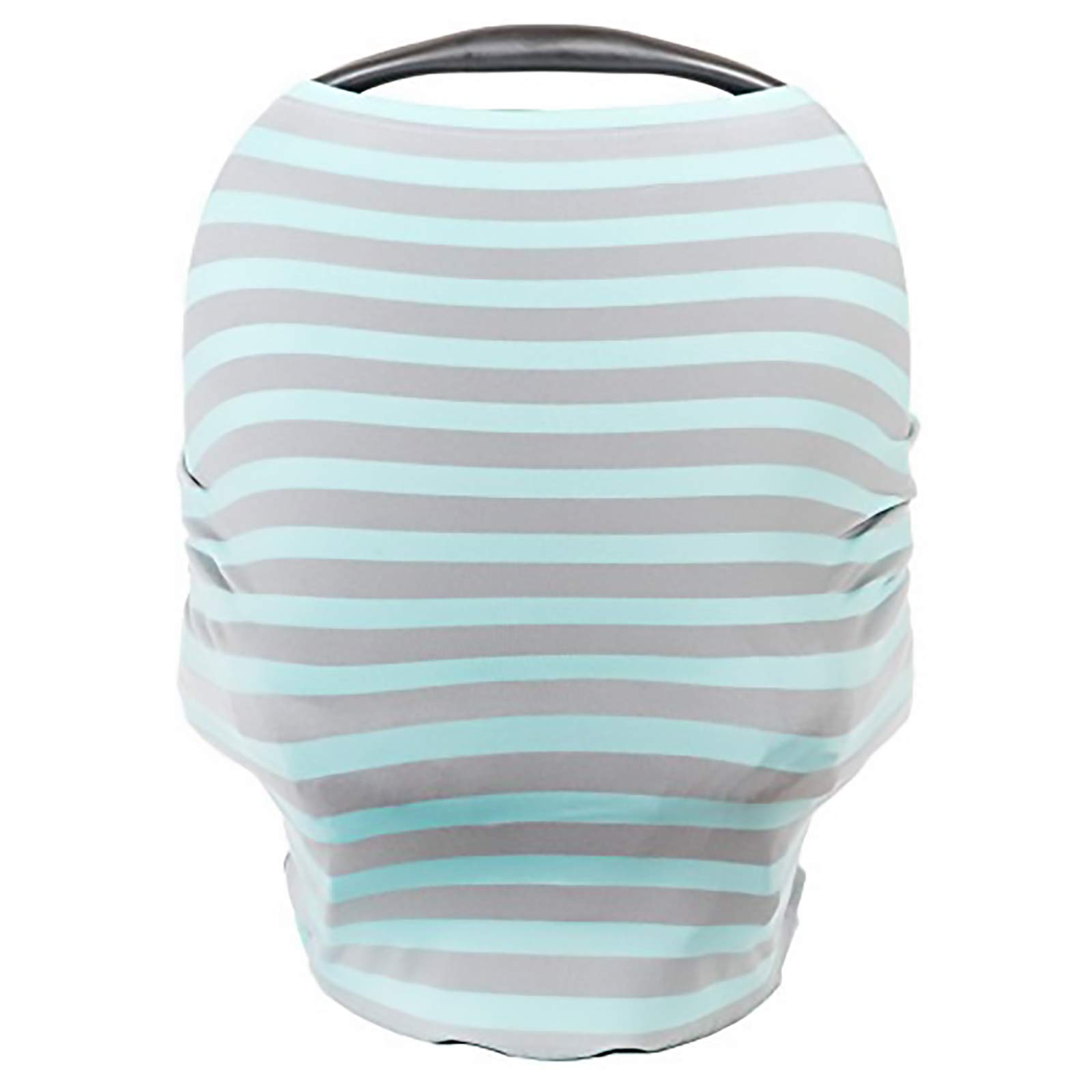 Car Seat Covers for Babies - Stretchy, Lightweight, and Extra Soft Nursing Cover - Multiuse - Covers Carseat, High Chairs, Shopping Carts - Bonus Infant Baby Beanie and Bag (Blue and Grey)