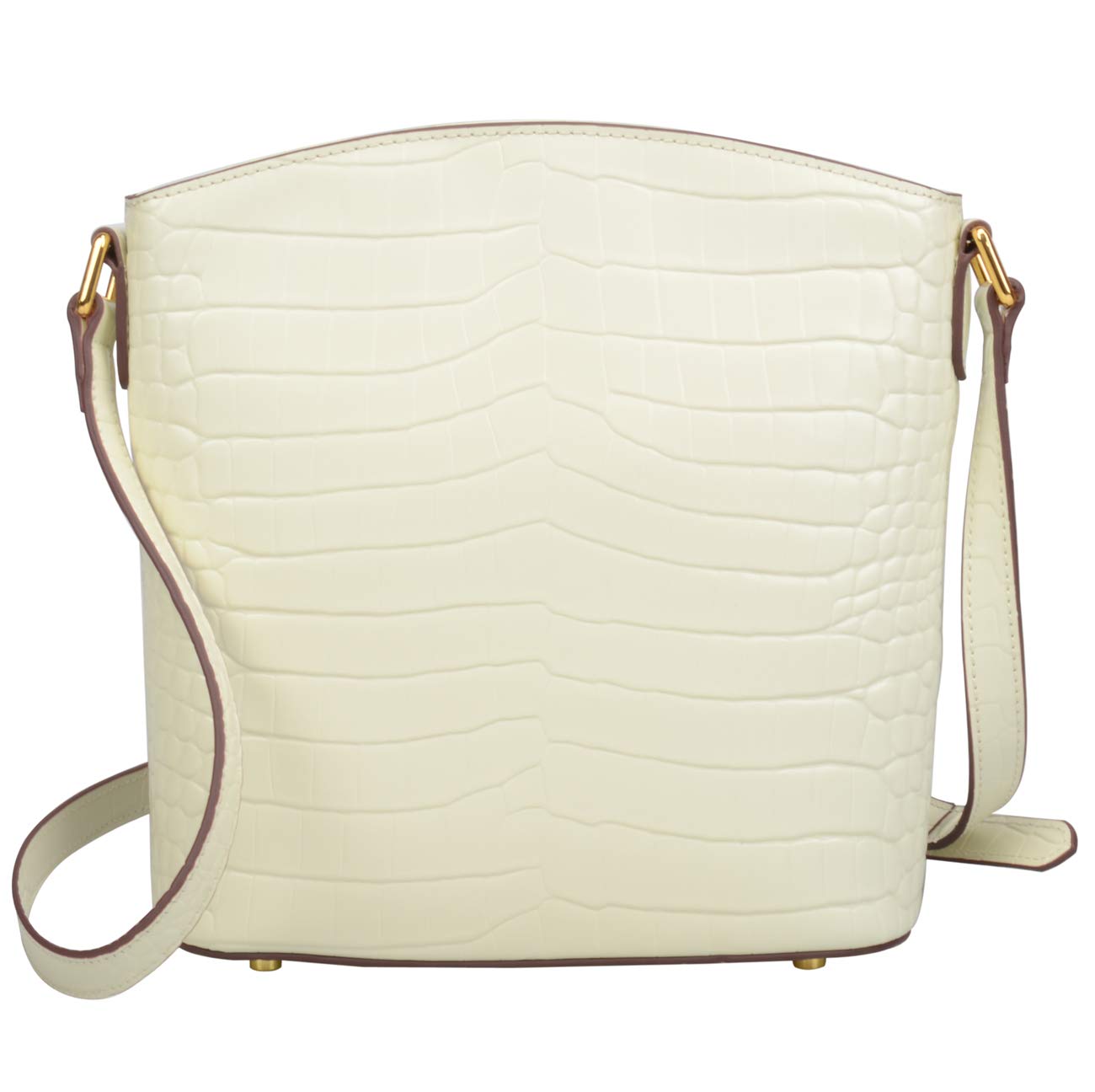 Ainifeel Women's Patent Leather Triple Zip Pocket Crossbody Bag Genuine leather shoulder bags (Medium, Off white)