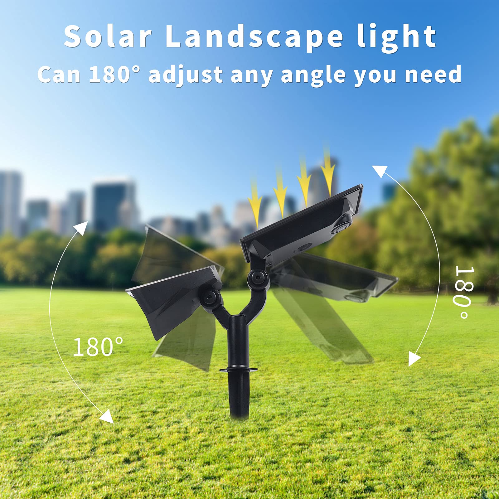 AB-1 2 Pack Solar Landscape Spot Lights Outdoor, Color Adjustable from White Light to Warm Light,2-in-1 4 Modes Waterproof Solar Powered Lights for Yard Garden Patio Driveway Pool