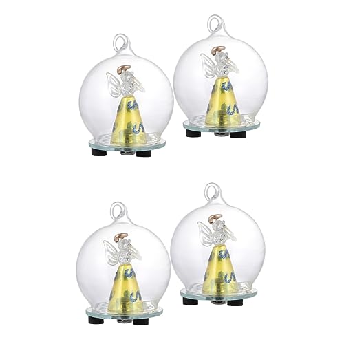 Abaodam 4 pcs Ornament Decor Glass Christmas Adorable Delicate Office Xmas Decorations Shop Changing Angel for Nativity Color Room Party Creative Globe Hanging Light Snowglobe