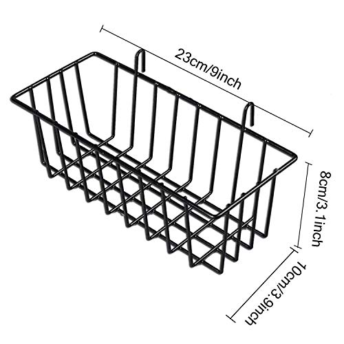 GBYAN 2 Pack Wall Grid Panels with Baskets Photo Display Wire Wall Organizer for Hanging Memo, Picture