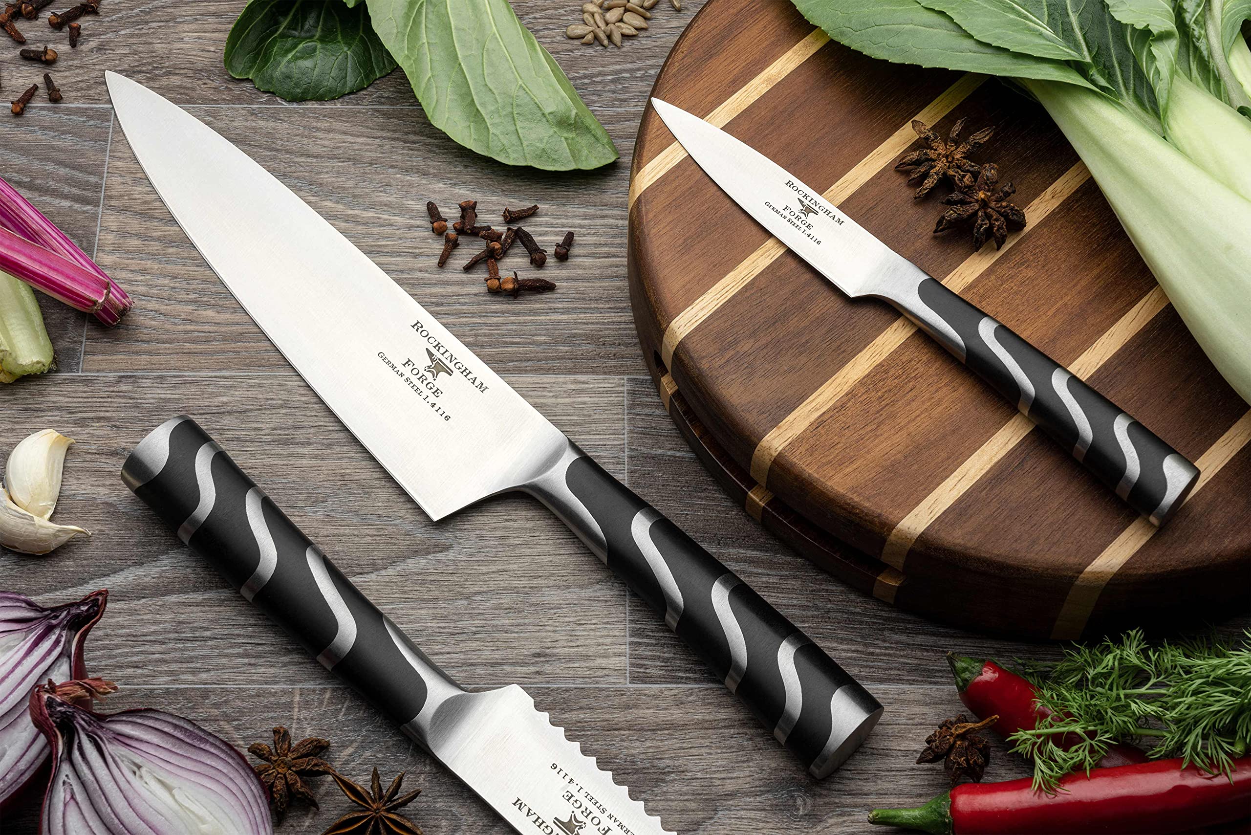 Rockingham Forge 128 Series 4 Inch Vegetable Knife with German Steel Blade, Ergonomic Handle Made of ABS Plastic and Steel, Paring Knife