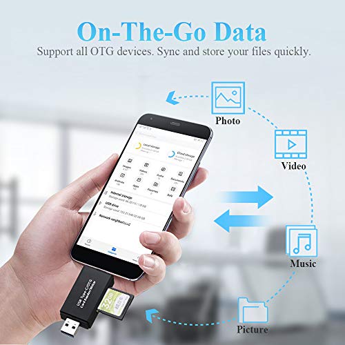 2 in 1 High-Speed Portable Memory Card Reader SD 3.0 Transport Protocol, SD Card Reader USB 3.0 to SDXC, SDHC, SD, MMC, RS-MMC, Micro SDXC, Micro SD, Micro SDHC Card and UHS-I