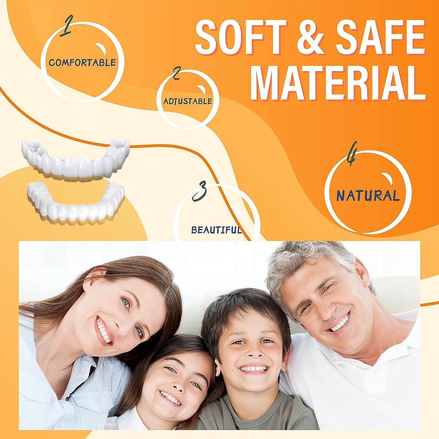 2 PCS Temporary dentures with Veneer for Both Men and Women, Covering Imperfect Teeth,Nature and Comfortable Veneers to Regain Confident Smile-F05