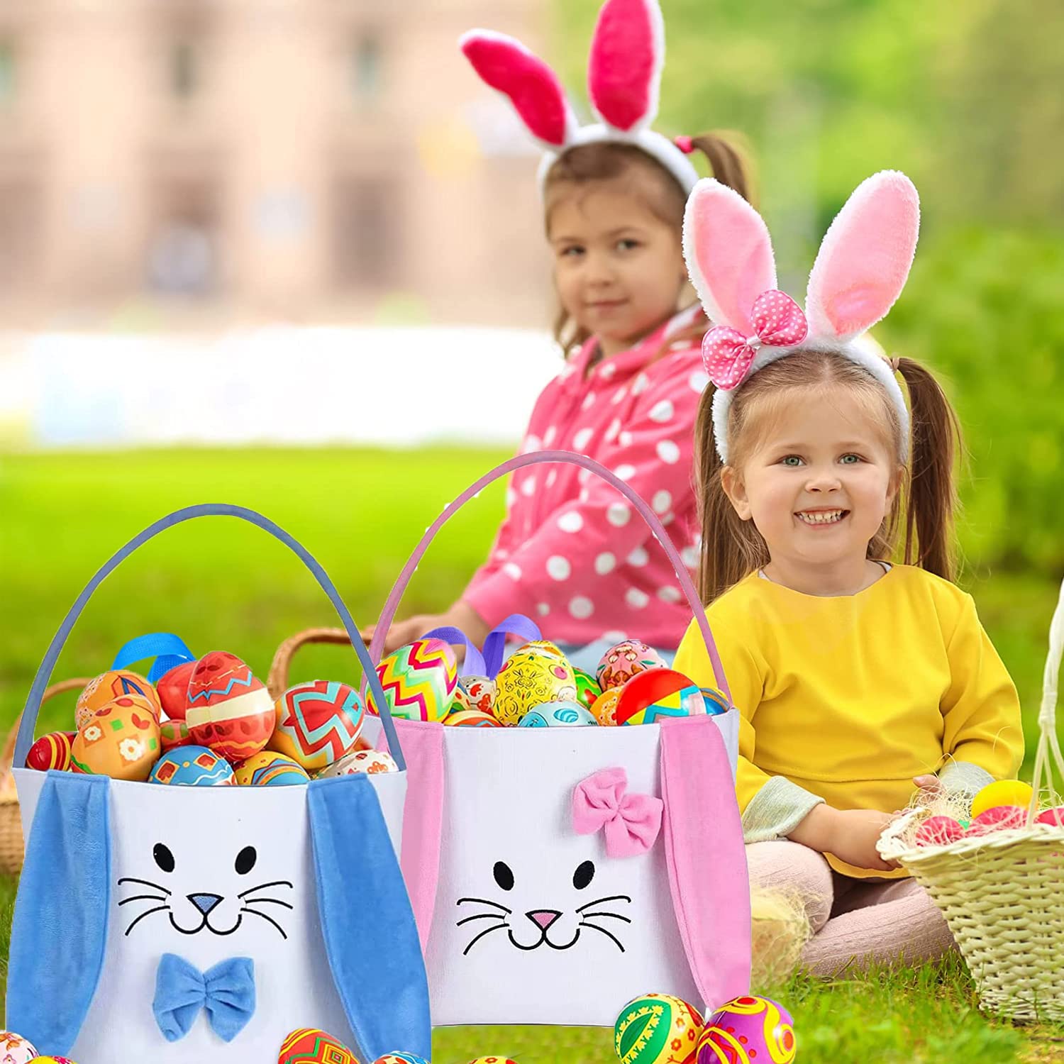 Easter Basket for Kids Easter Bunny Bag Easter Decorations (# Pink 1)
