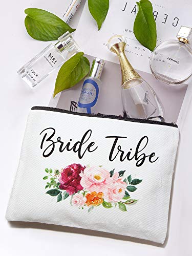 ECOHIP 6 Pack Bride Tribe Makeup Bag Bridesmaid Proposal Gifts Bridal Shower Party Bachelorette