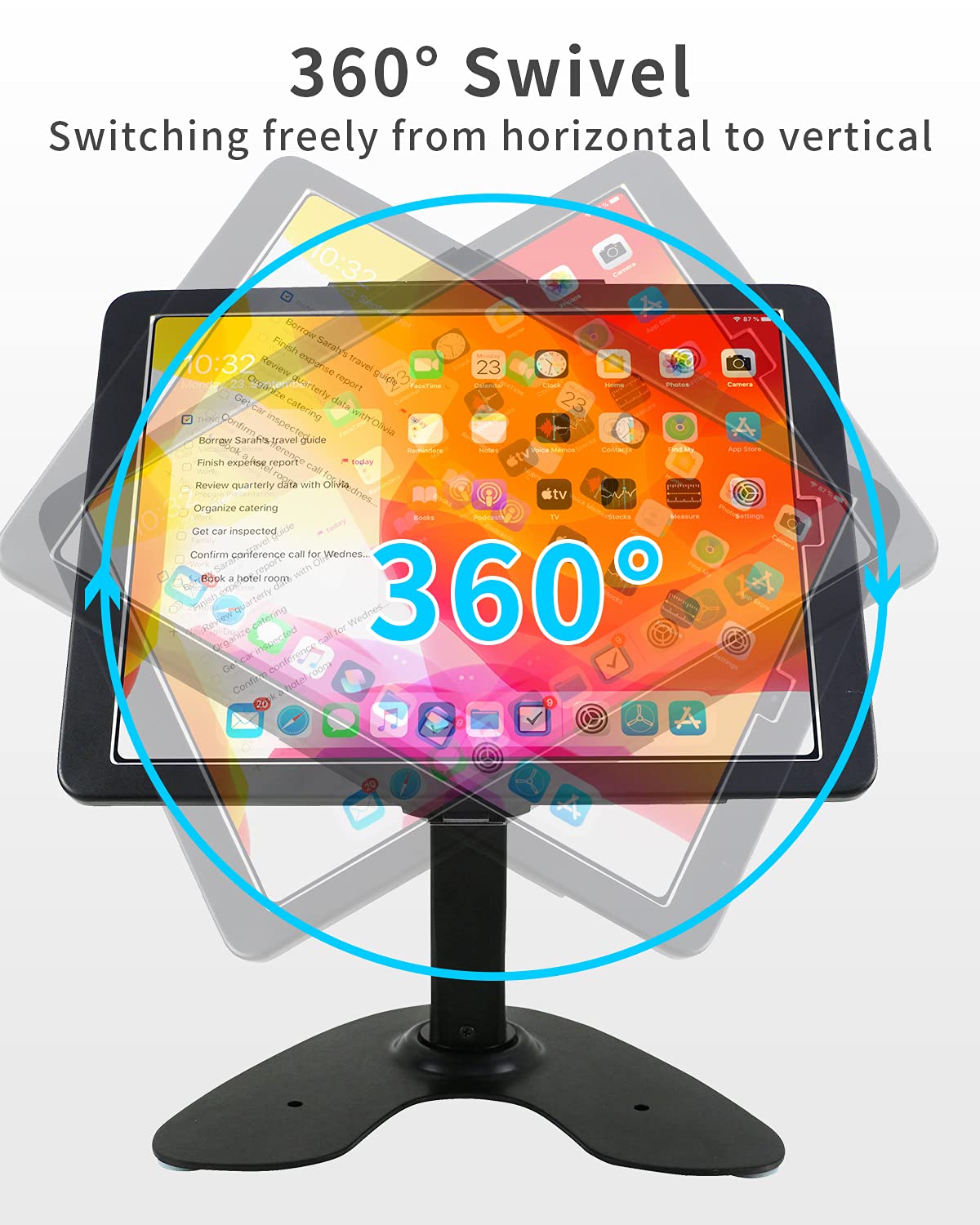 CarrieCathy Desktop Wall Mount Anti-Theft Security Kiosk POS Stand Holder Enclosure for 2022 2021 2020 2018 iPad Pro 12.9", Flip & 360° Swivel Design