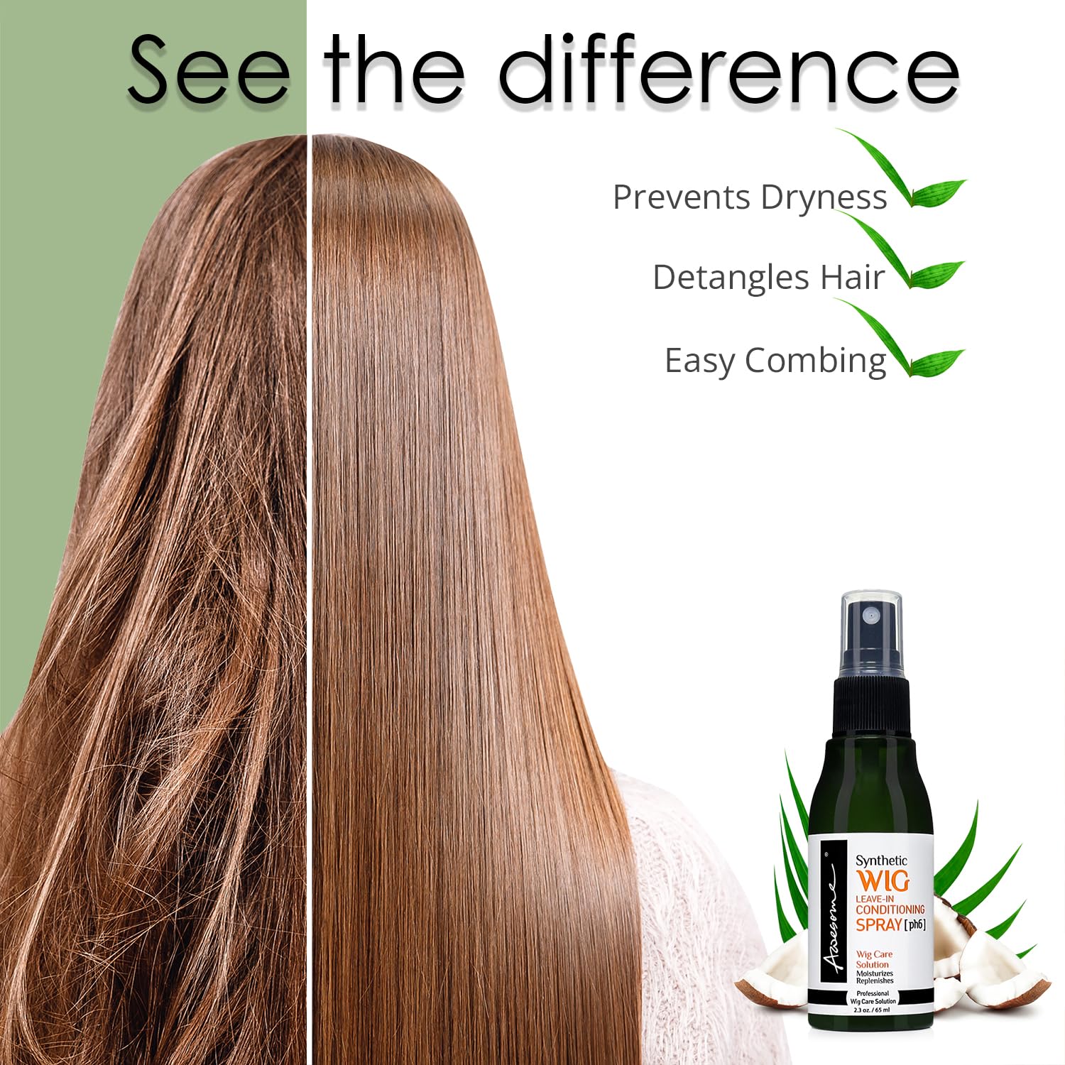 Awesome Synthetic Wig Leave in Conditioner Spray, pH6, Moisturizes Synthetic Wigs, Travel size 2.3 fl oz